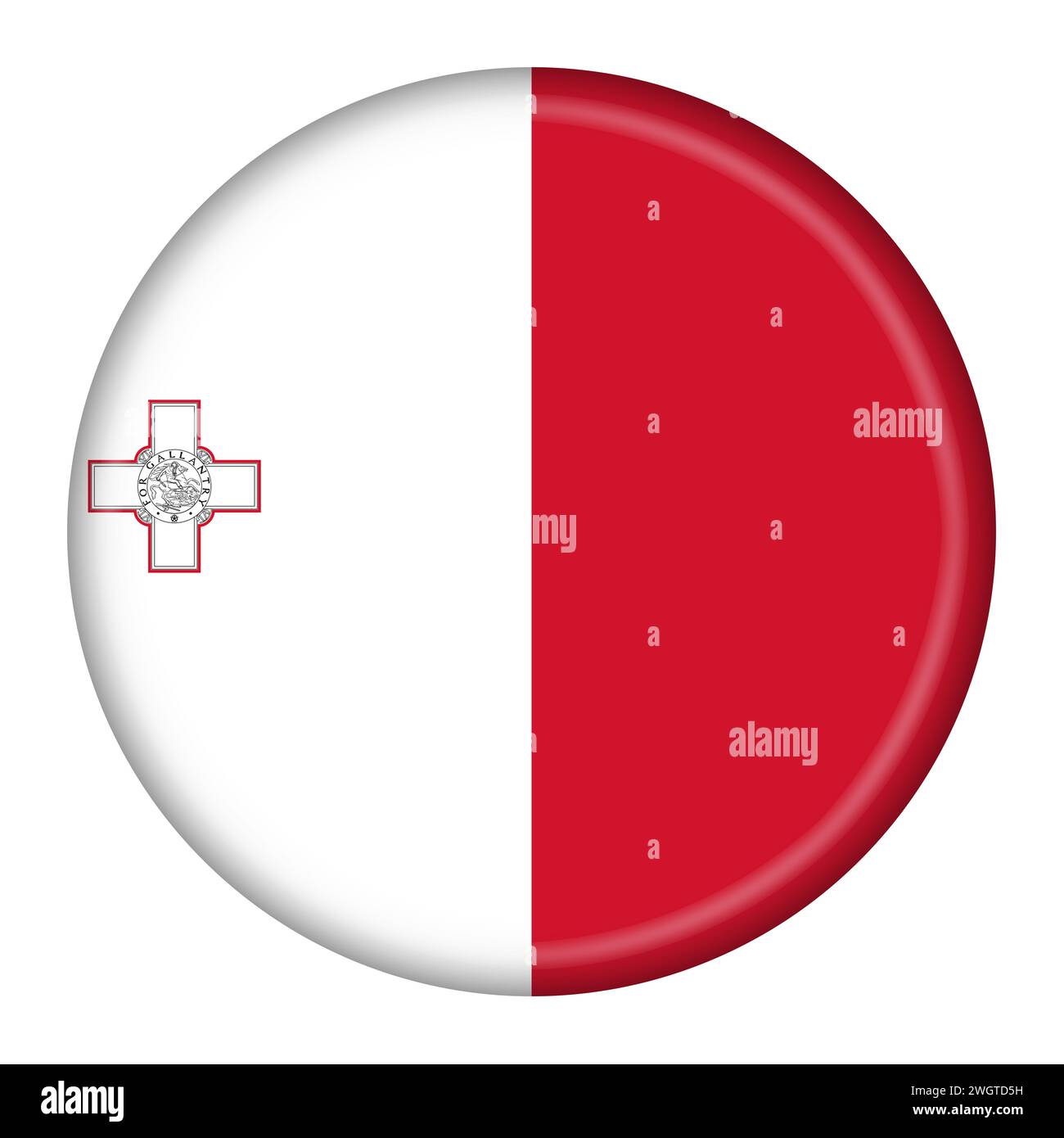 Malta flag button 3d illustration with clipping path Stock Photo - Alamy