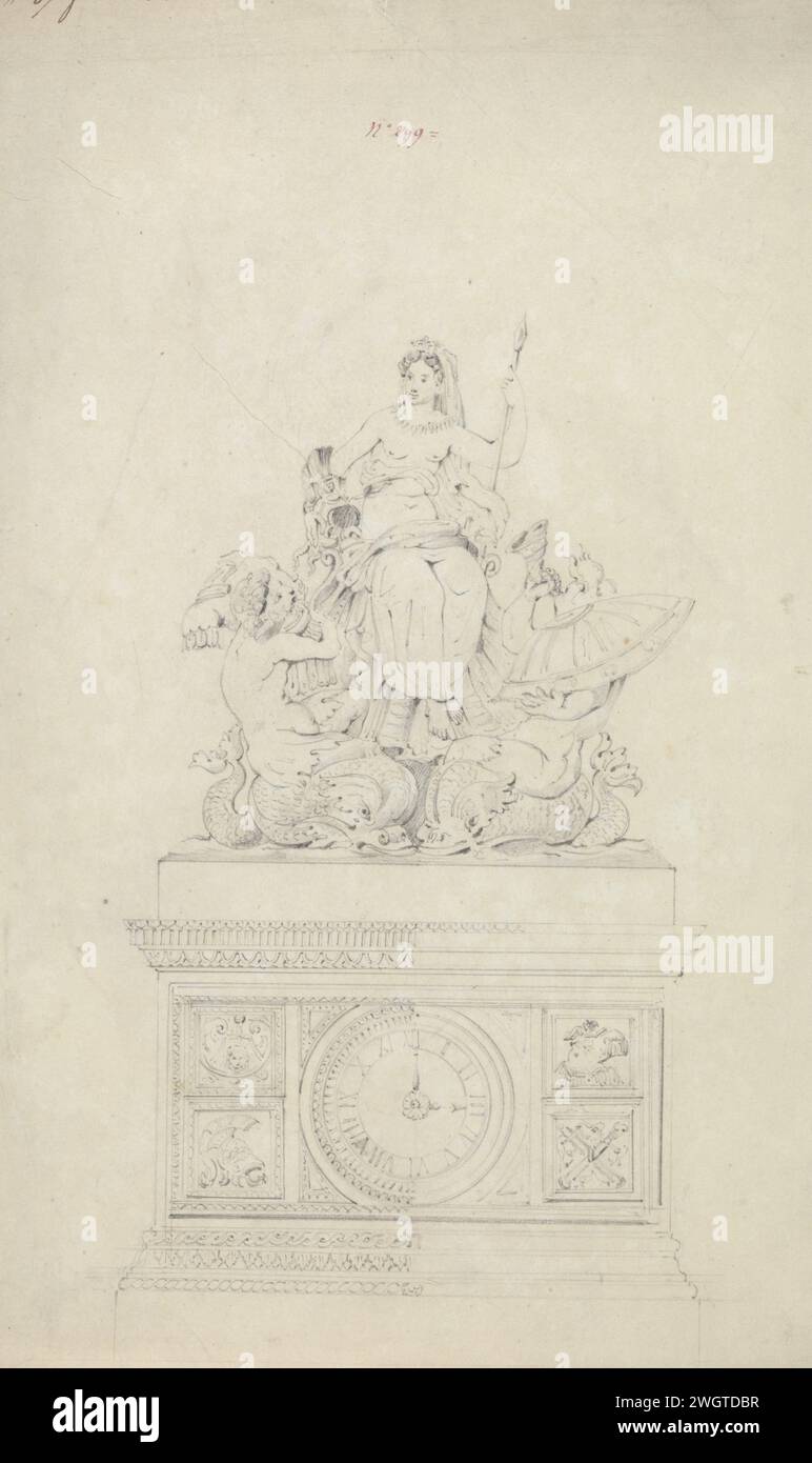 Design for a pendulum, c. 1830 - c. 1834 Design for a pendulum crowned ...