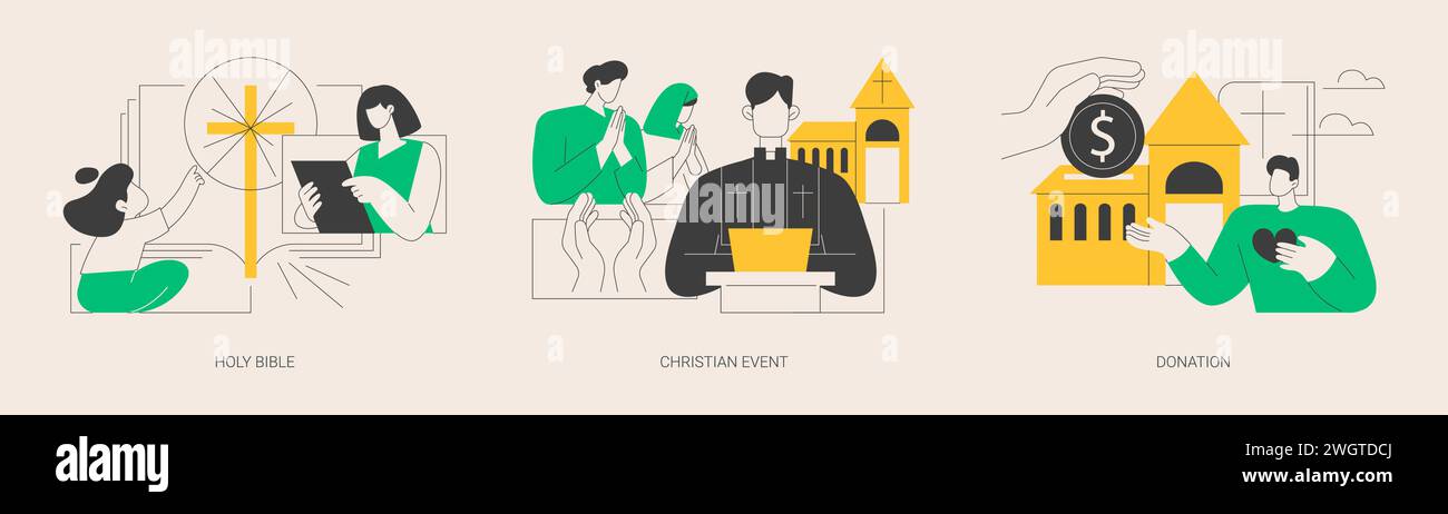 Church gathering abstract concept vector illustrations Stock Vector ...