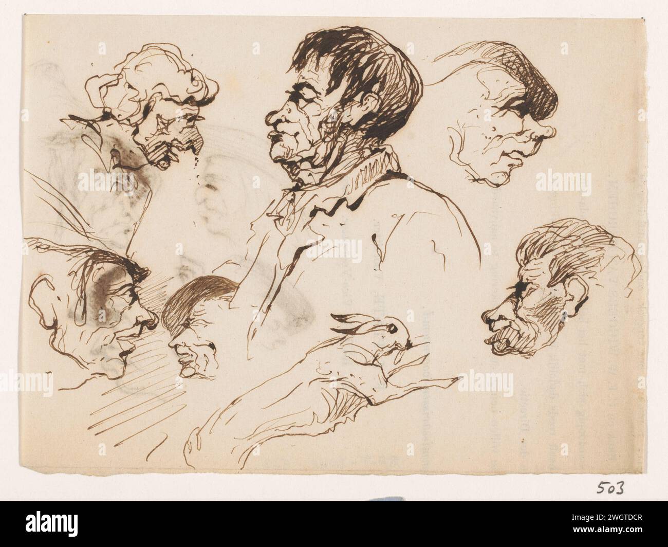 Koppen and a Haas, Johannes Taventrate, 1840 - 1880 drawing Heads and a ...