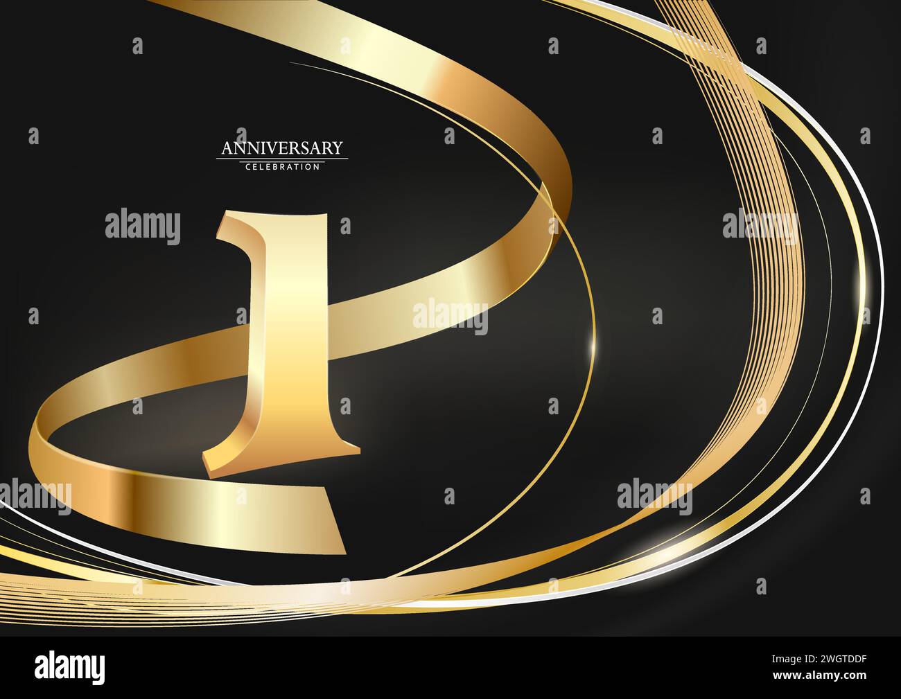 1st anniversary celebration Gold numbers with modern elegant design ...