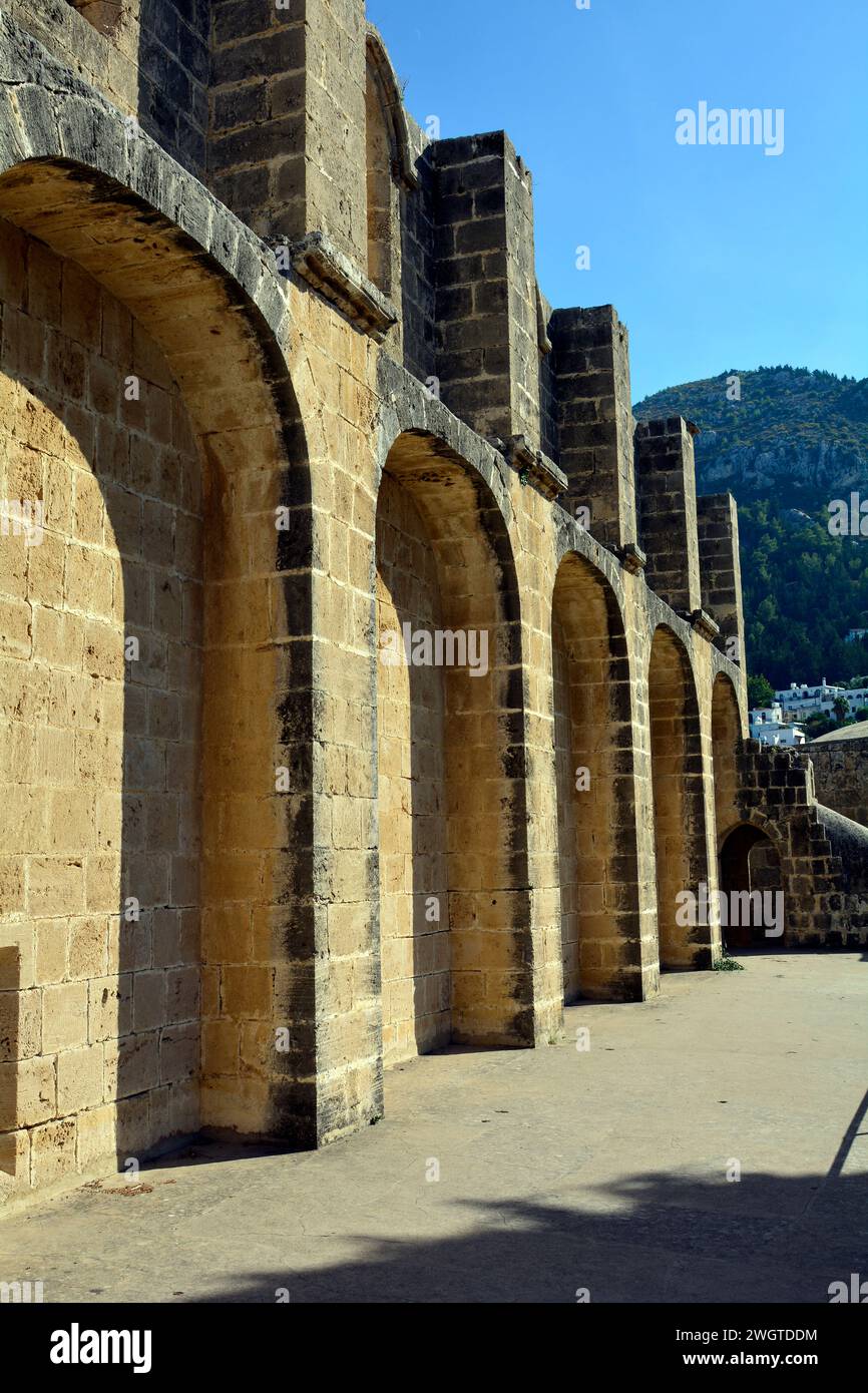 North Cyprus, wall in medieval Bellapais Abbey Stock Photo - Alamy