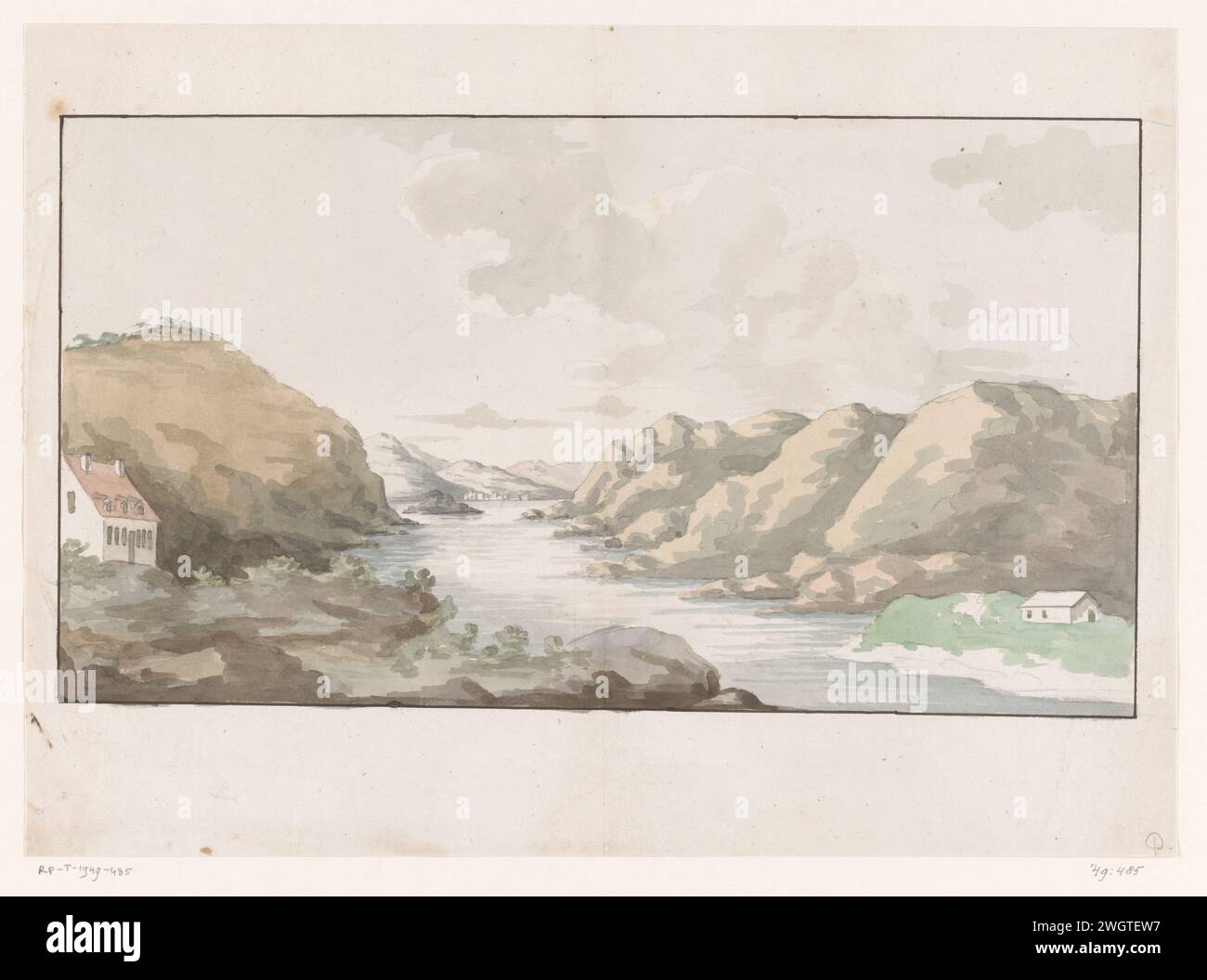 View of the Hudson River, Anonymous, 1700 - 1800 drawing paper. pencil ...