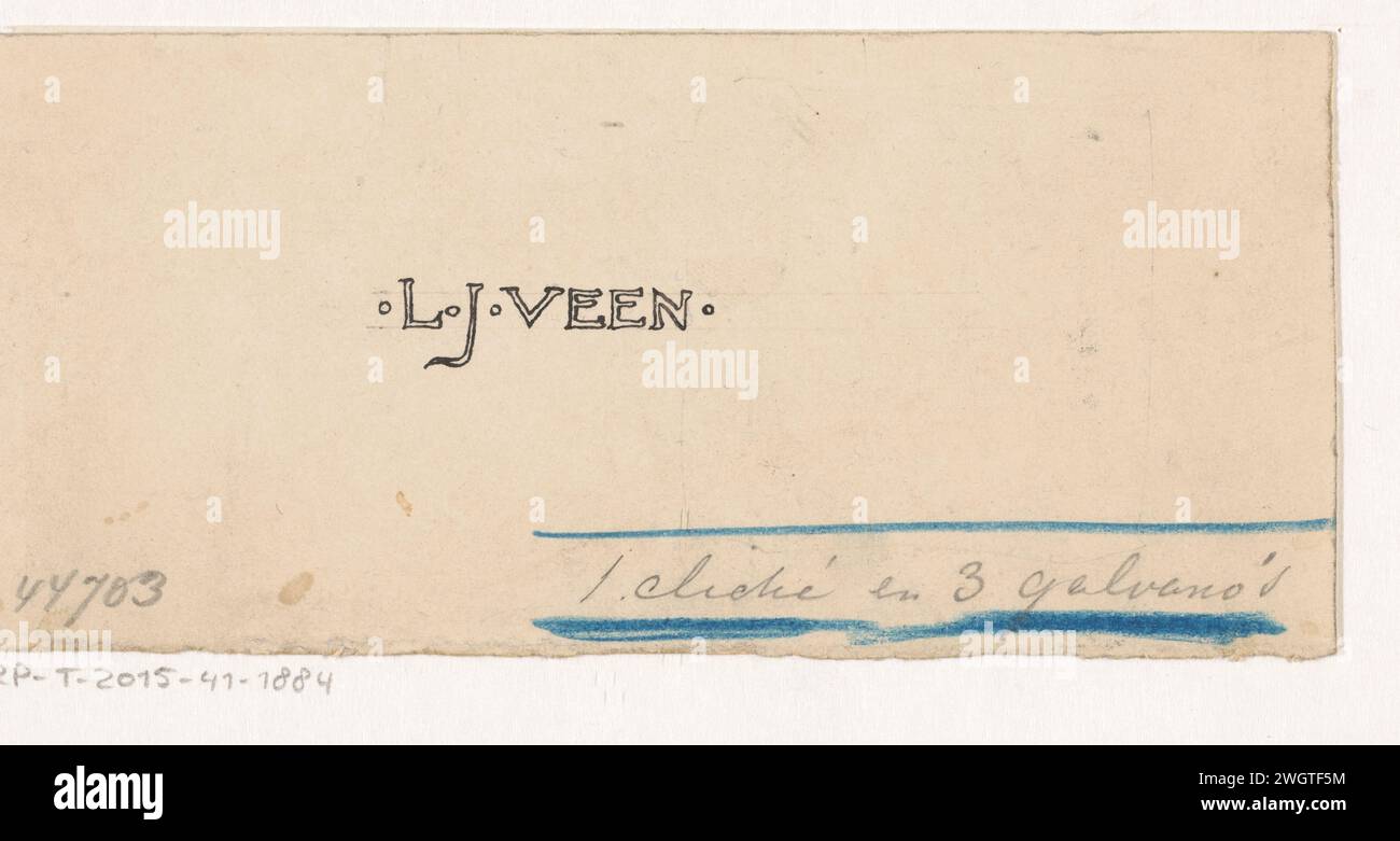 Typographic design for a bundle, Willem Wenckebach, 1870 - 1937 drawing ...