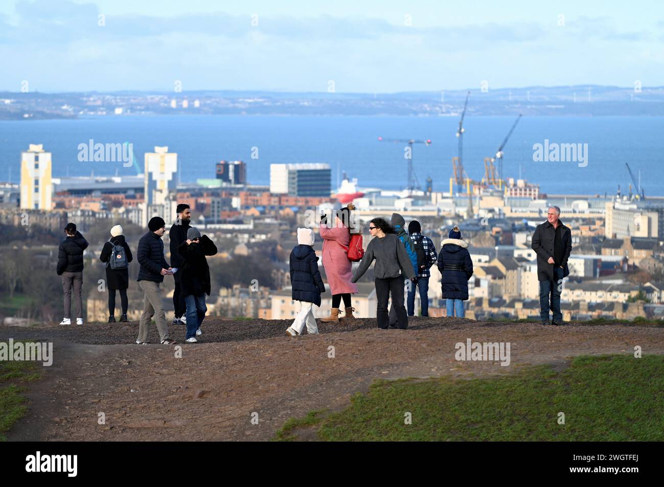 Edinburgh, Scotland, UK. 6th February 2024. Visitors on Calton hill ...