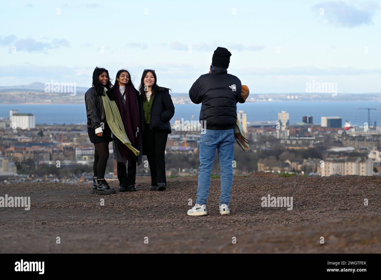 Edinburgh, Scotland, UK. 6th February 2024. Visitors on Calton hill ...