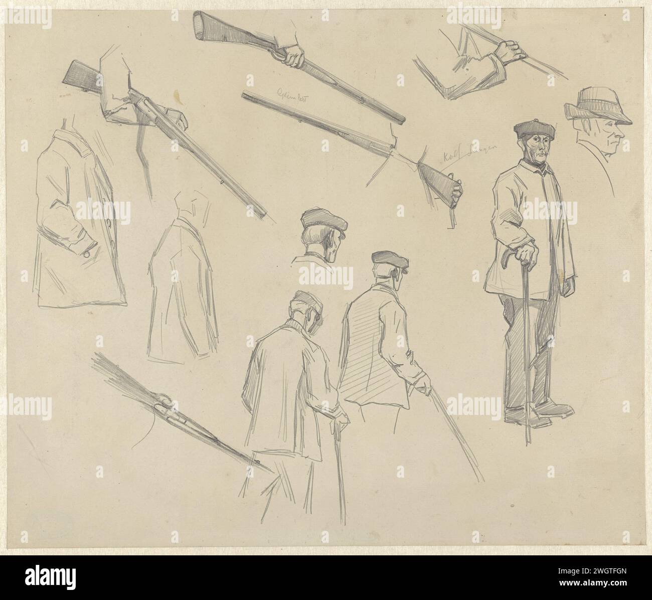 Sketch magazine with studies by hunters and guns, Jan van Essen, 1864 ...