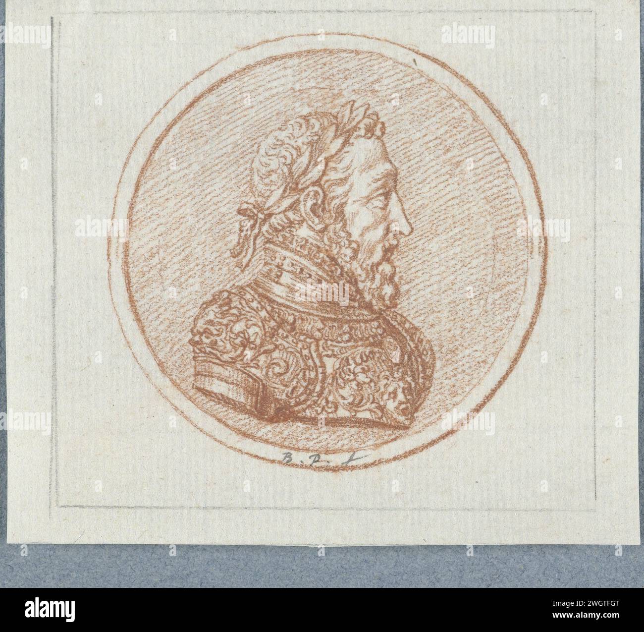Penning with portrait of Henry II, King of France, Bernard Picart, 1683 ...