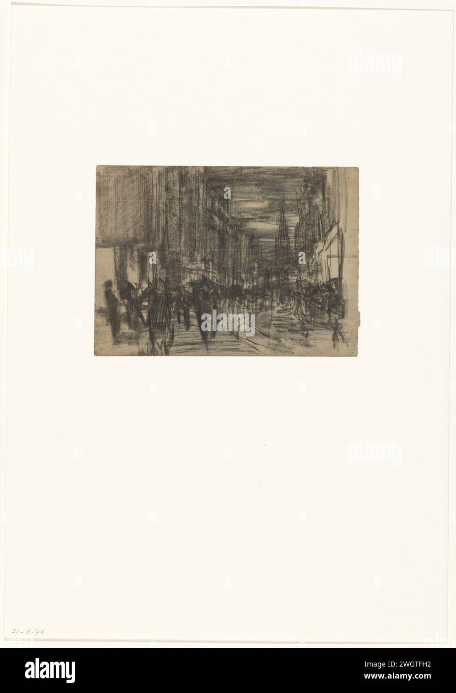 Busy street at evening, Isaac Israels, 1875 - 1934 drawing paper. chalk ...