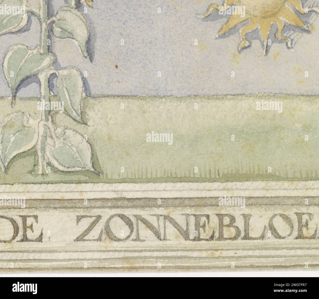 Design for vignette with sunflower and sun, Antoon Derkinderen, 1869 ...