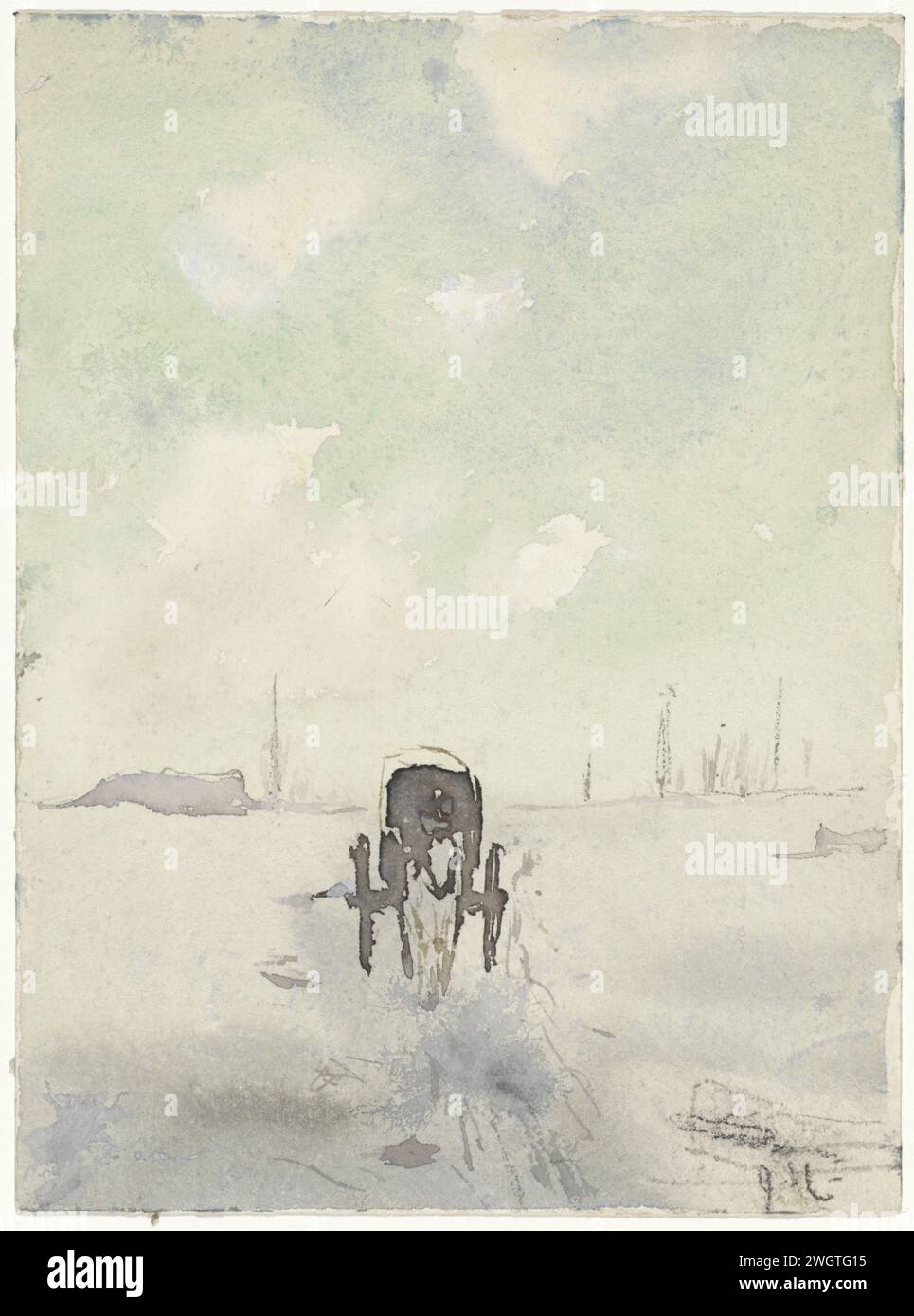Winter landscape by horse and wagon, Adolf Le Comte, 1860 - 1921 ...