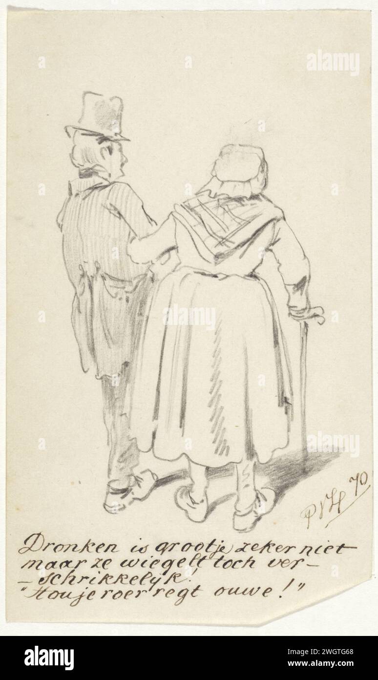Old couple, Pieter van Loon, 1870 drawing paper. pencil Stock Photo - Alamy