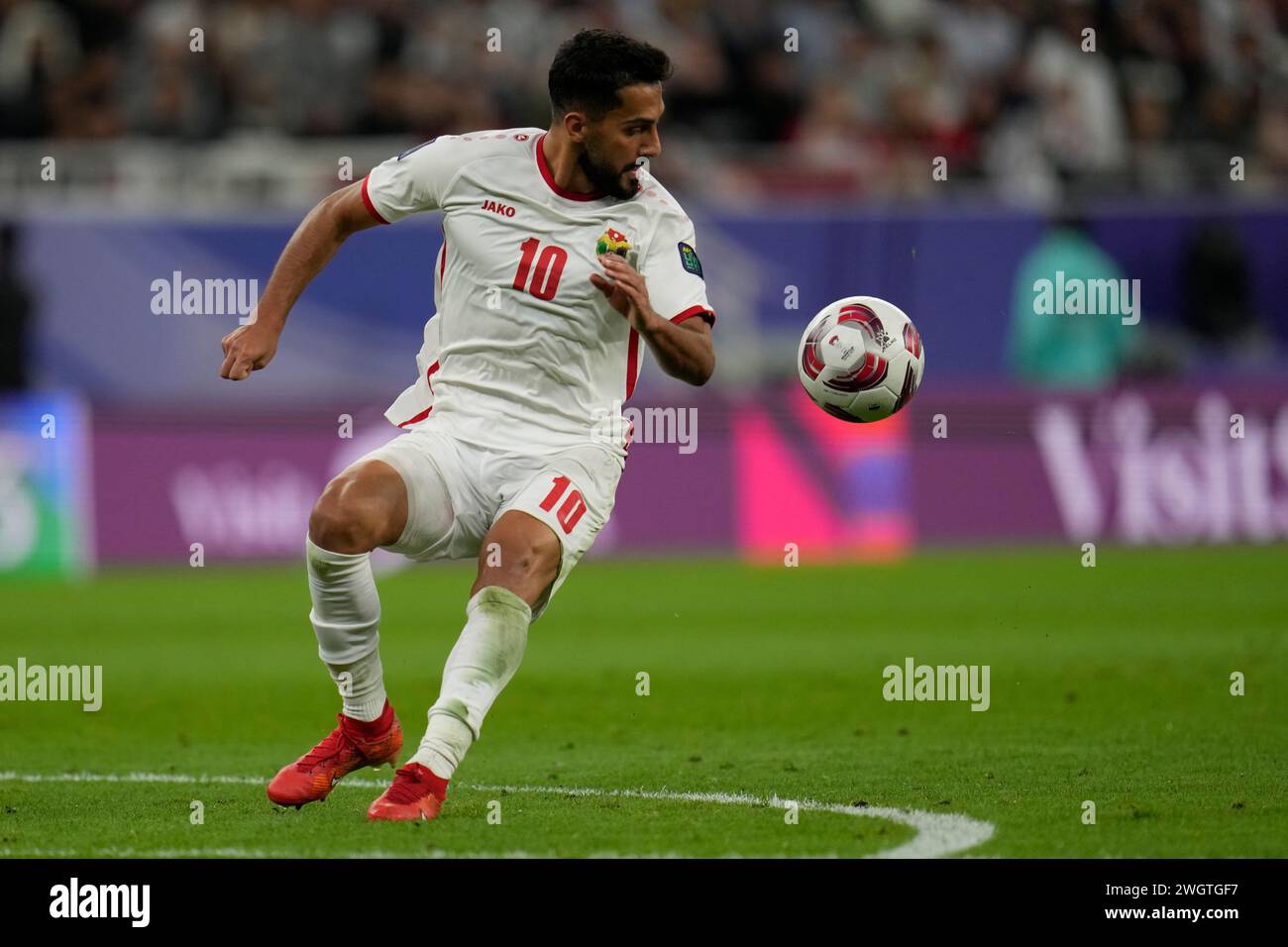Jordan's Mousa Altamari is in action moments before scoring his side's ...