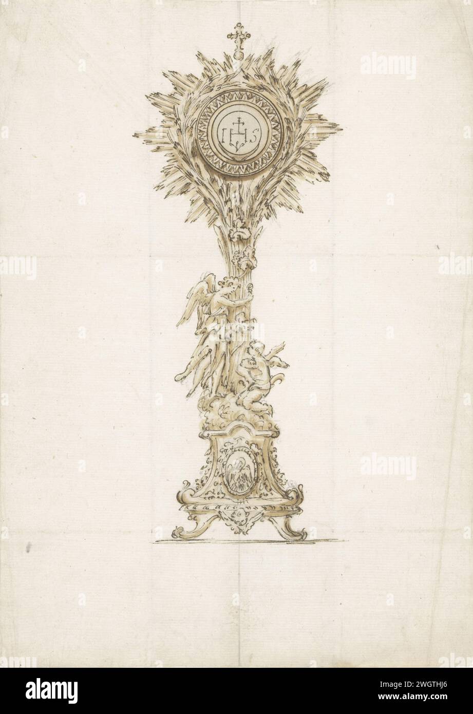 Design for a jet monitor with the monogram IHS, c. 1760 - c. 1770 Rome ...