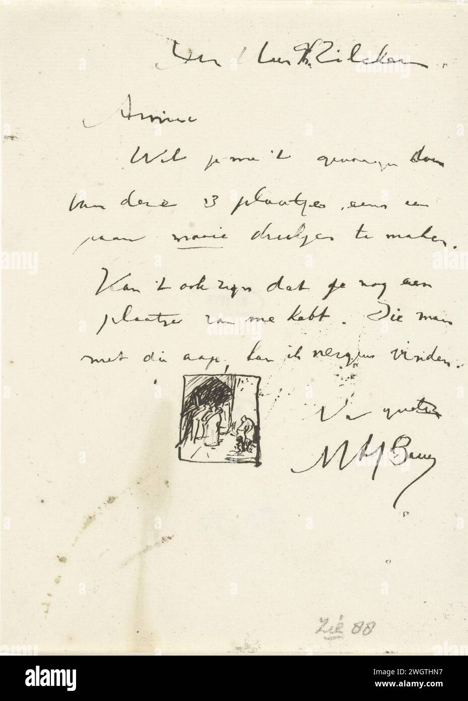 Short note to Ph. Zilcken about printing of etching plates, with a ...