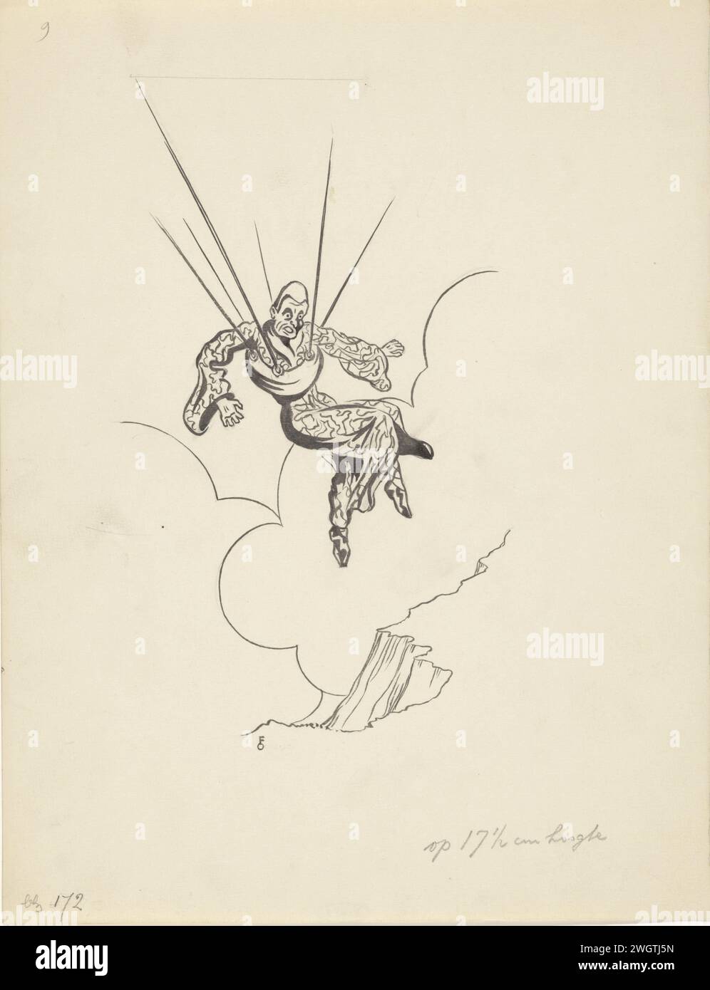 Floating man at Parachute, F. Ockerse, in Or Before 1934 drawing A man ...