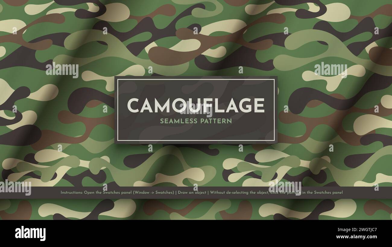Set 5 Seamless Camouflage Patterns. War Illustration. Traditional ...