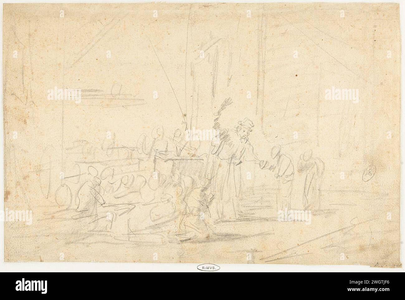 A schoolmaster for his class, David Teniers (II), 1640 - 1649 drawing ...