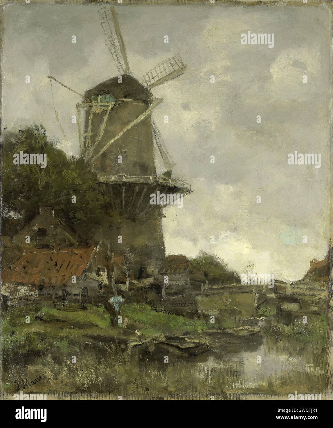 The Windmill, Jacob Maris, c. 1880 - c. 1886 painting View on a ...