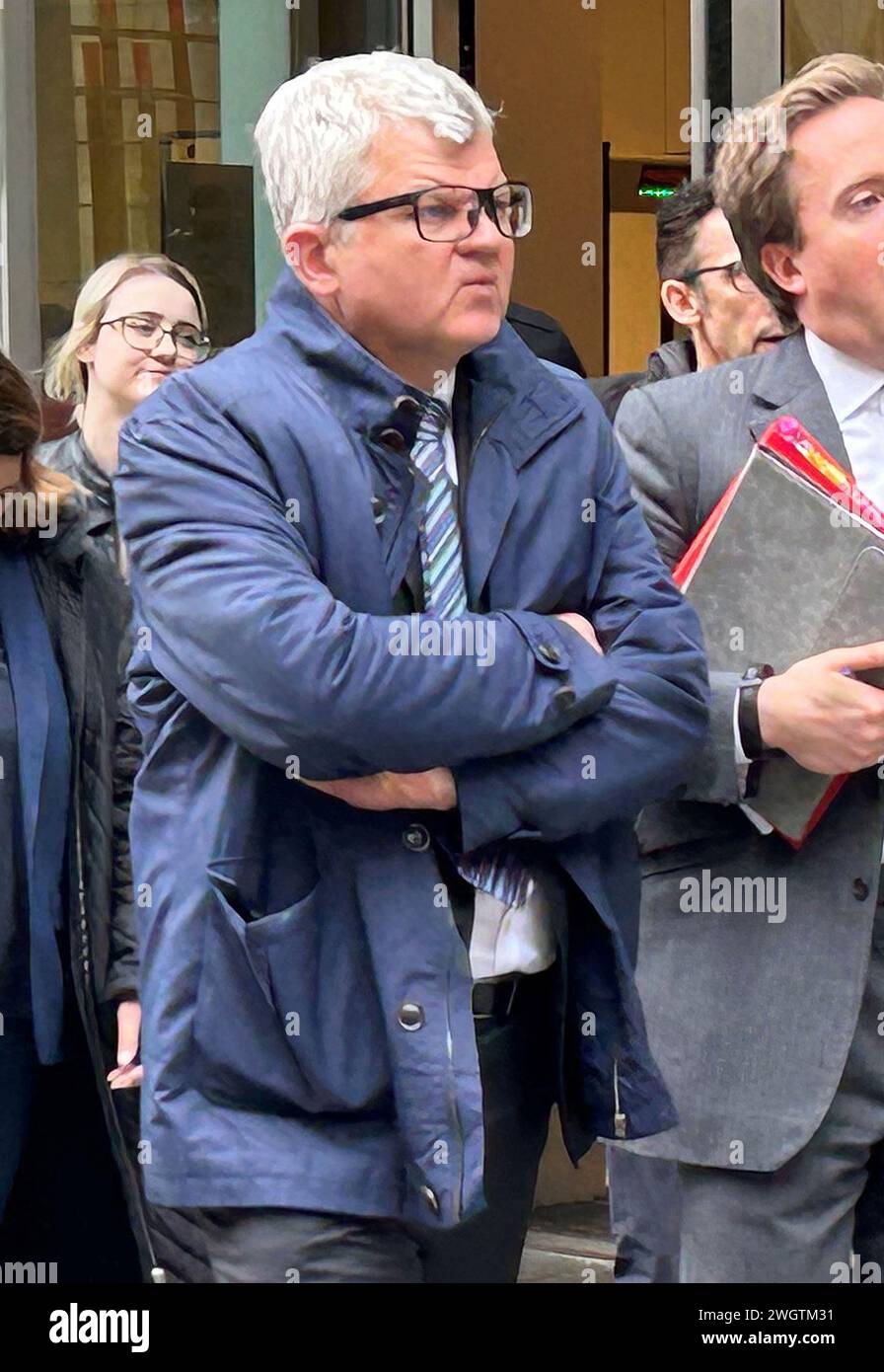 Broadcaster Adrian Chiles leaves Rolls Building in London as he remains ...