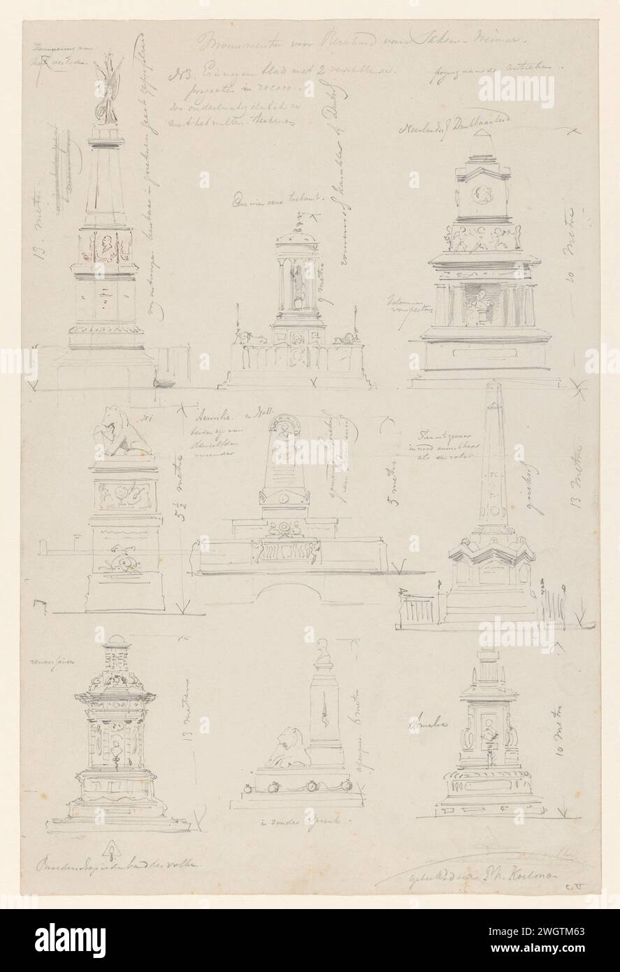 Sketch magazine with designs for the monument for Bernhard, Duke of ...