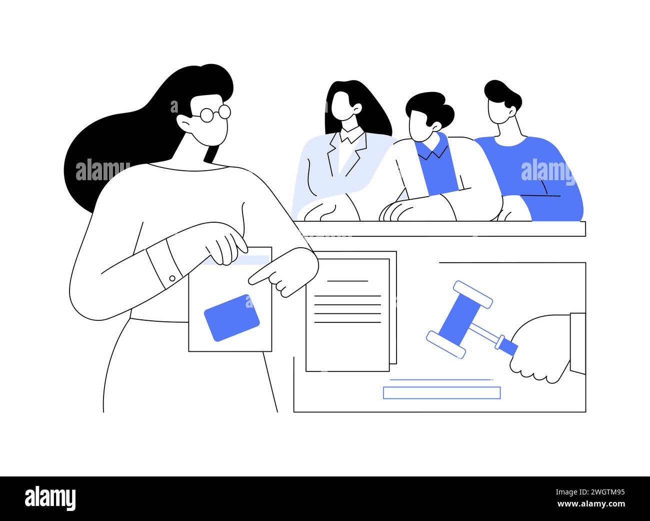 Representing client in trial isolated cartoon vector illustrations ...