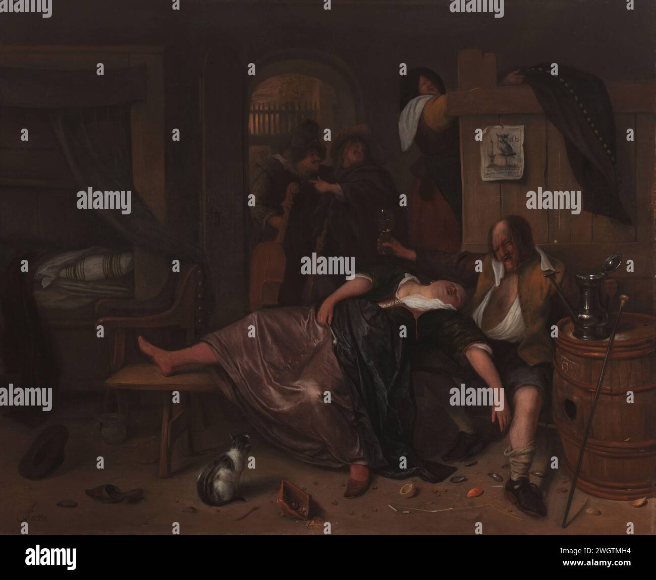 The Drunken Couple, Jan Havicksz. Steen, c. 1655 - c. 1665 painting The ...