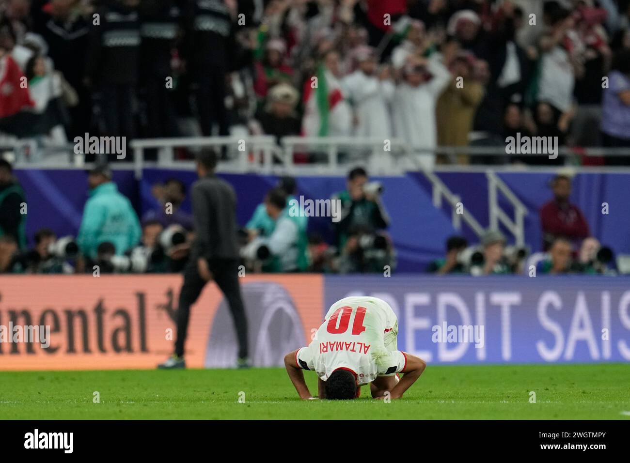Jordan's Mousa Altamari celebrates on full time of the Asian Cup ...