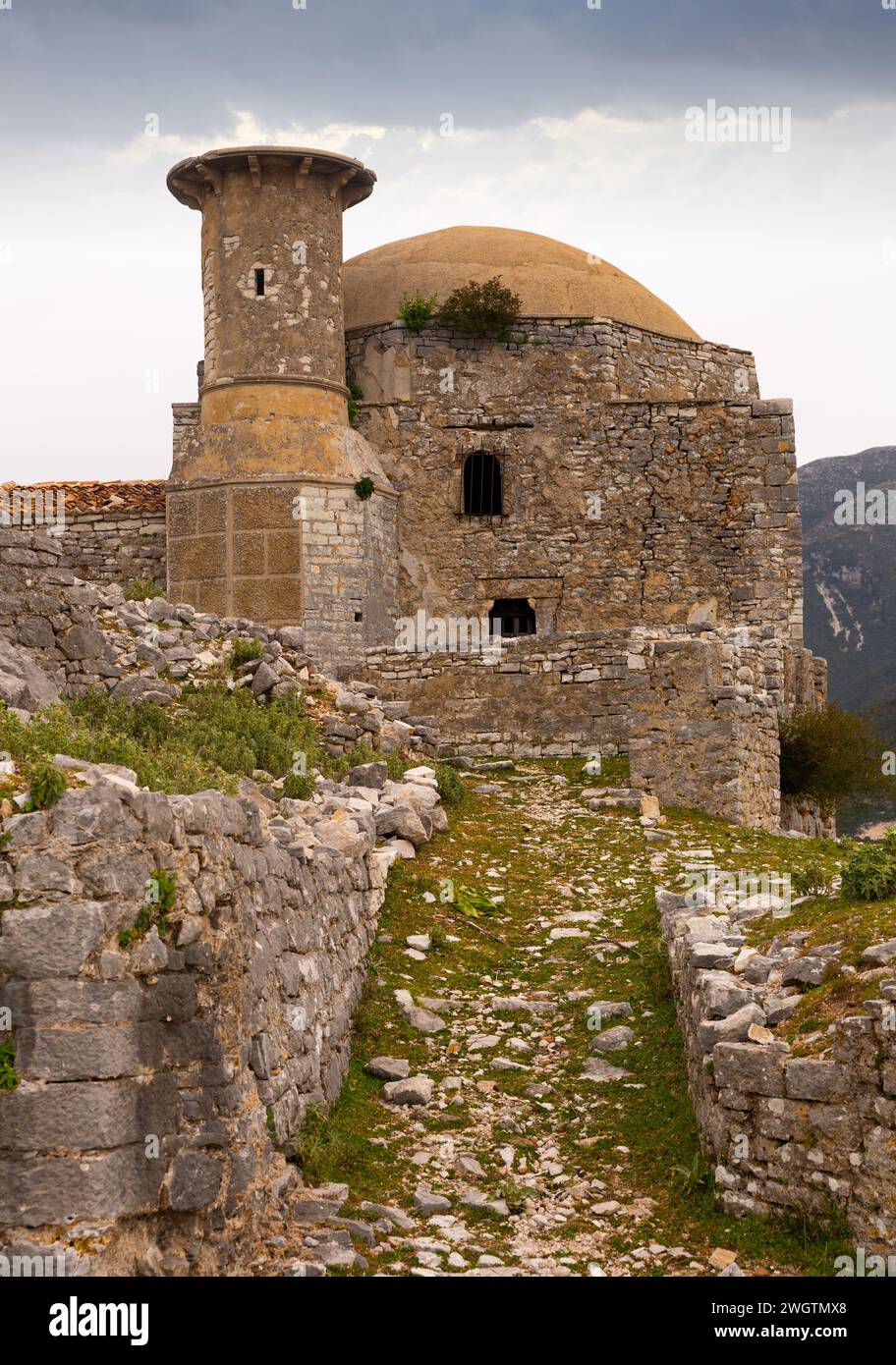 Ruins of an ancient fortress in mountains near Borsh, Albania Stock ...