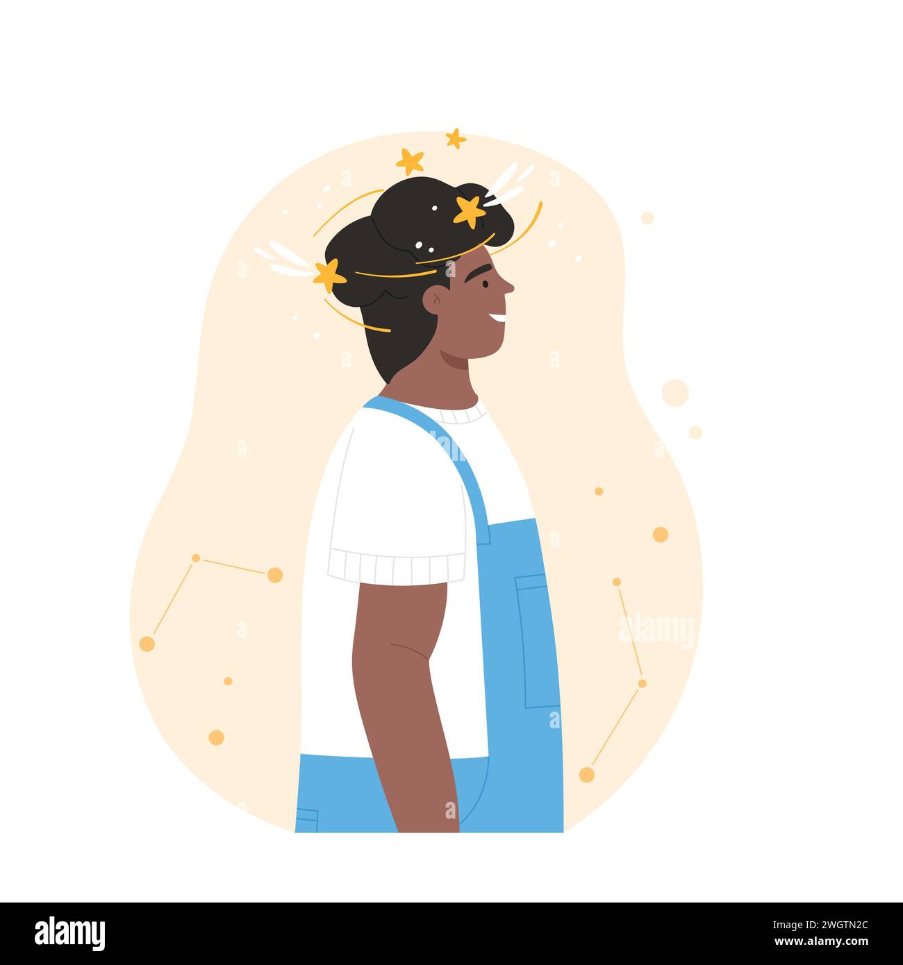 Young man with positive thinking. Optimistic thoughts, positive mind ...