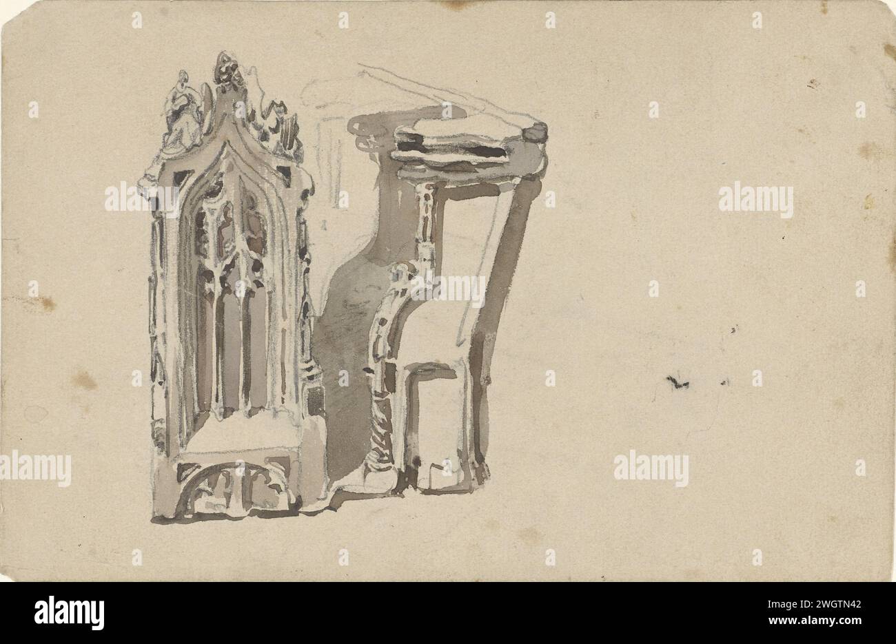 Choir, Johannes Bosboom, 1827 - 1891 drawing paper. pencil brush ...