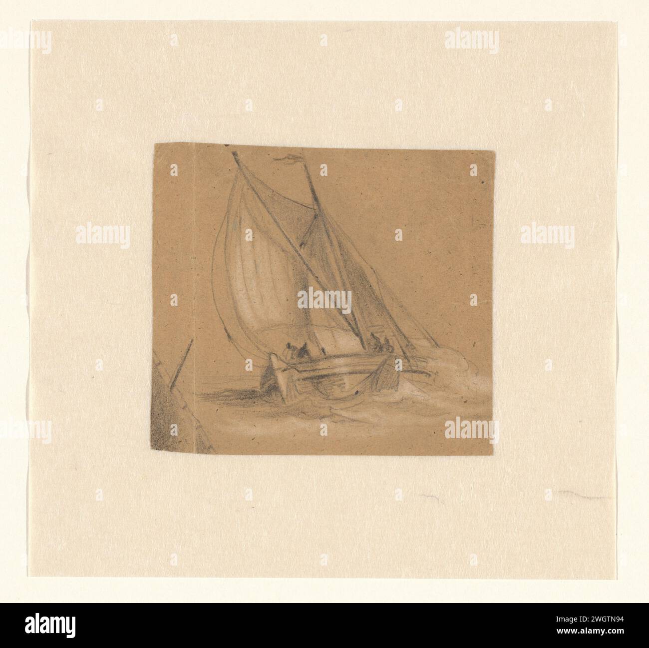 Sailing fishing ship, Johannes Huygens, 1843 - 1911 drawing paper ...