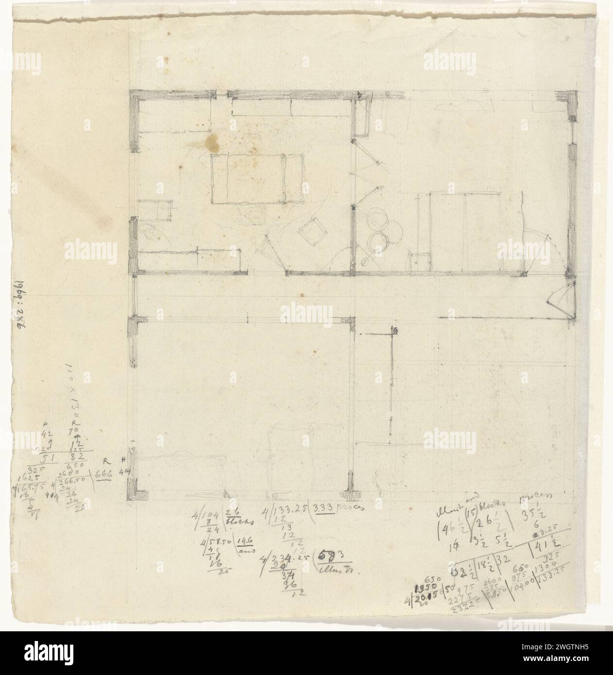 Map of a house, Gerrit Willem Dijsselhof, 1876 - 1924 drawing paper ...