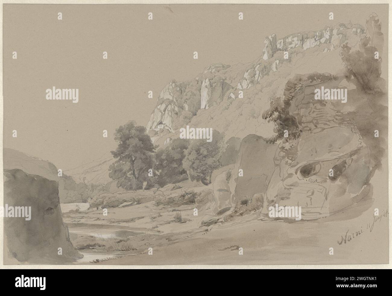 The Nera River near Narni, 1844 drawing Drawing from a group of ...