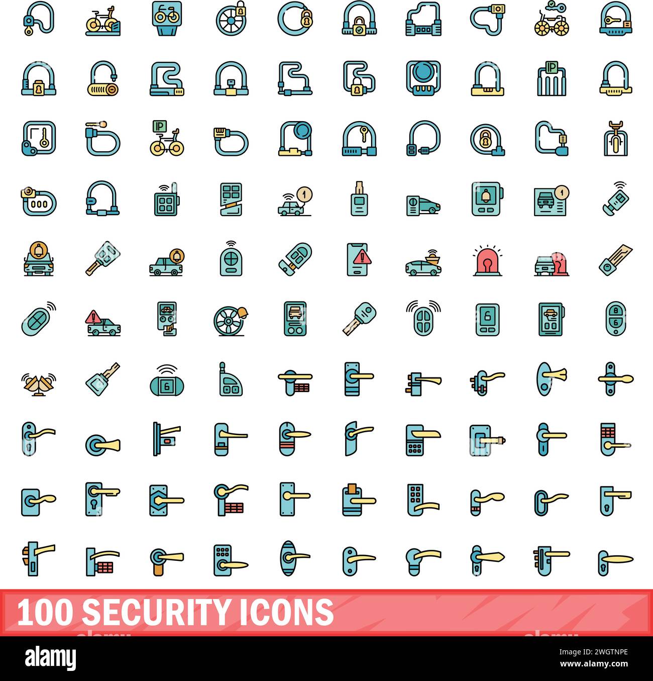 100 security icons set. Color line set of security vector icons thin ... 100 security icons set. Color line set of security vector icons thin ...