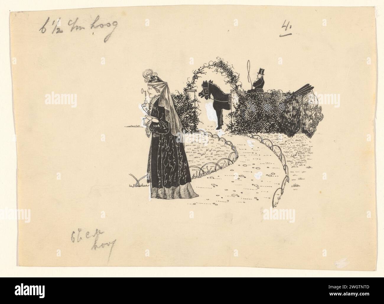 Old woman with Lorgnet on a driveway, Anonymous, c. 1890 - c. 1930 ...