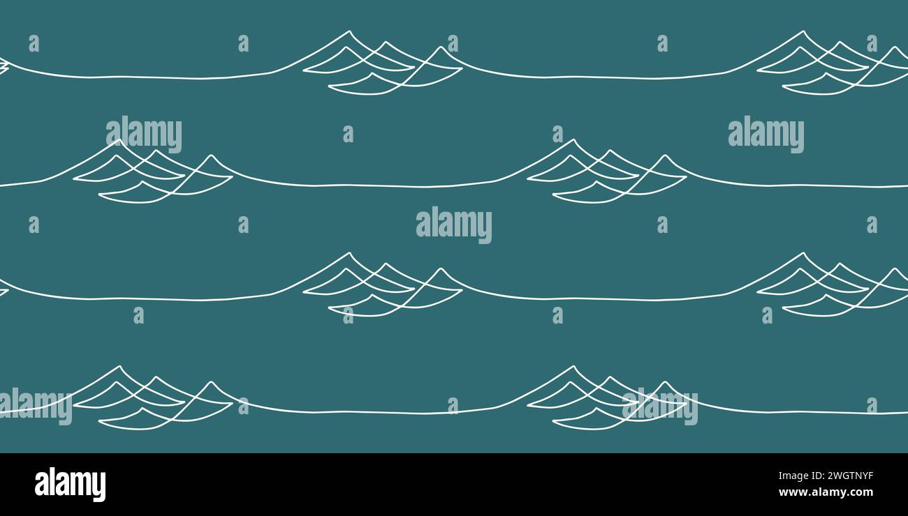 Seamless wave pattern drawn with one continuous line. Vector line art ...