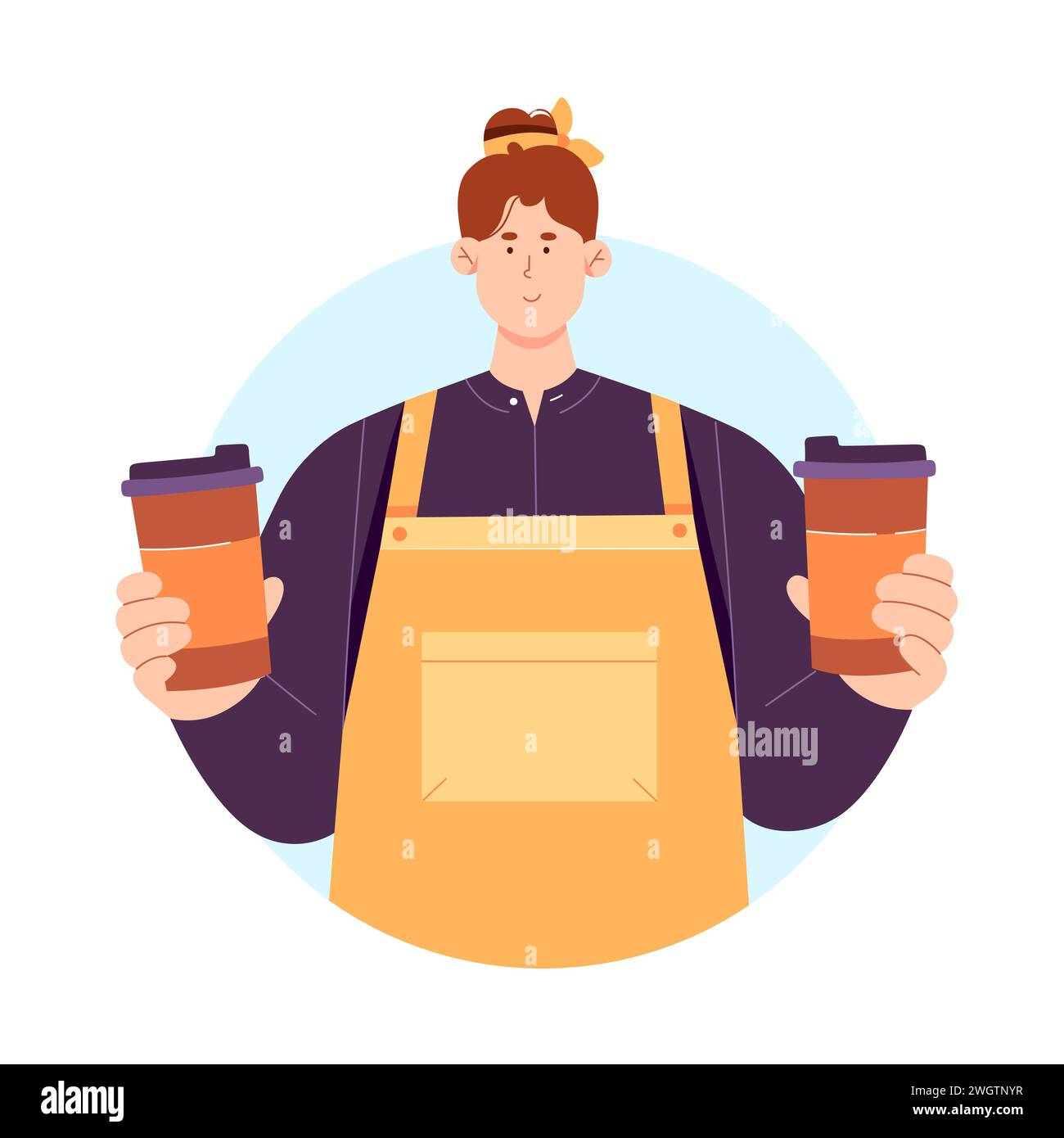 Barista with takeaway coffee. Latte and cappuccino at coffee shop ...