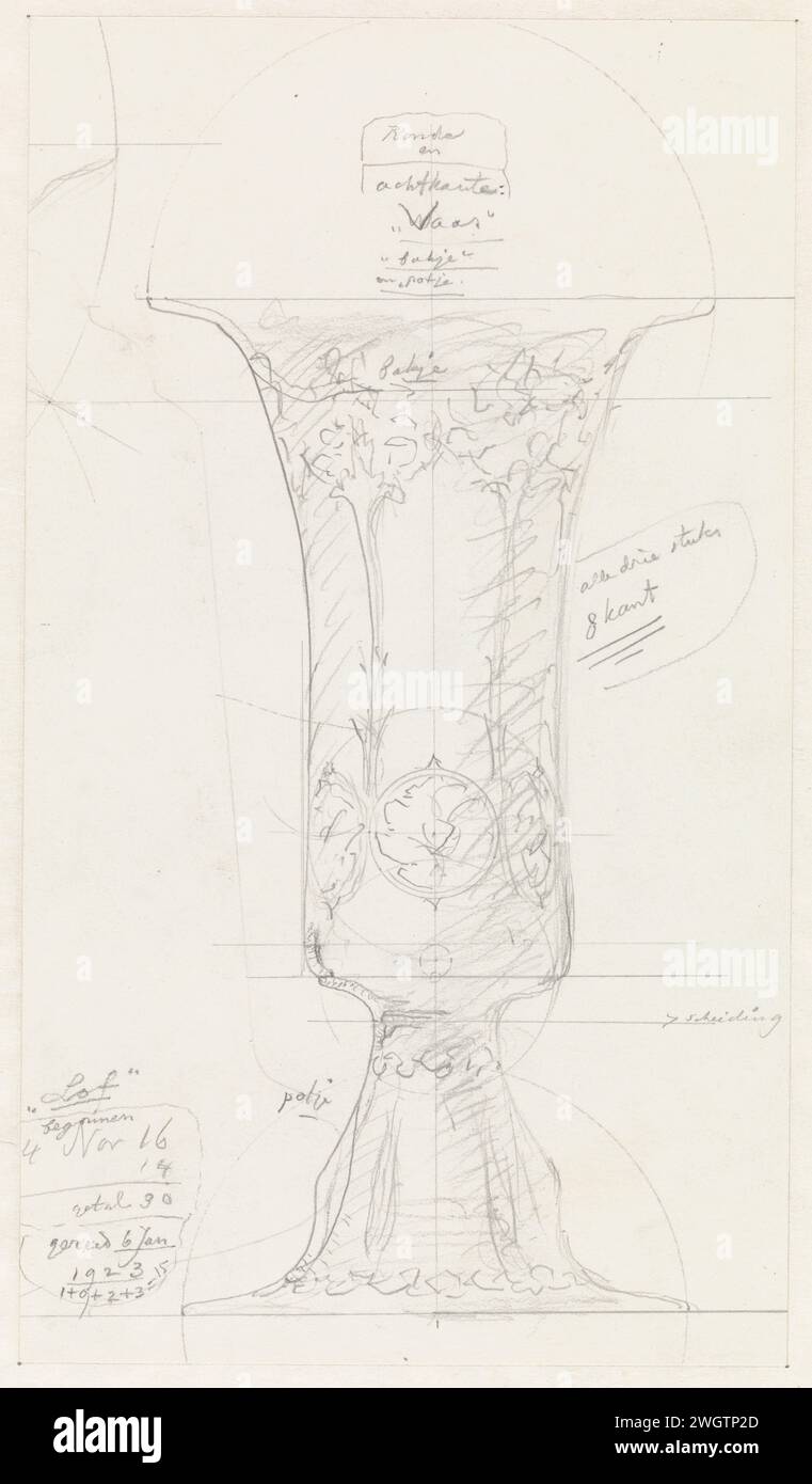 Round and octagonal vase, bowl and jar, Theo Colenbrander, 1916 - 1923 ...