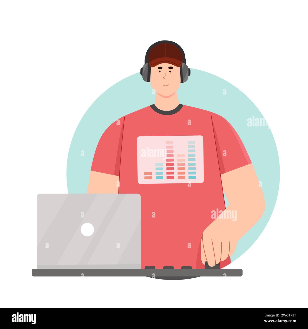 Dj playing music on controller. Modern musical profession, mixing in ...