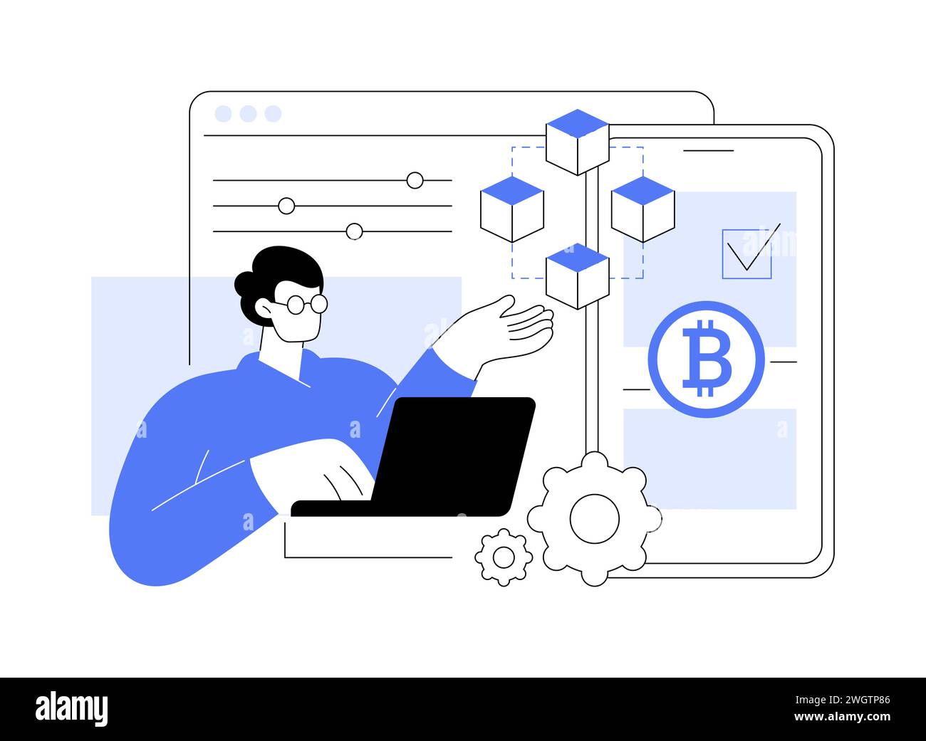 Cryptocurrency transaction isolated cartoon vector illustrations Stock ...