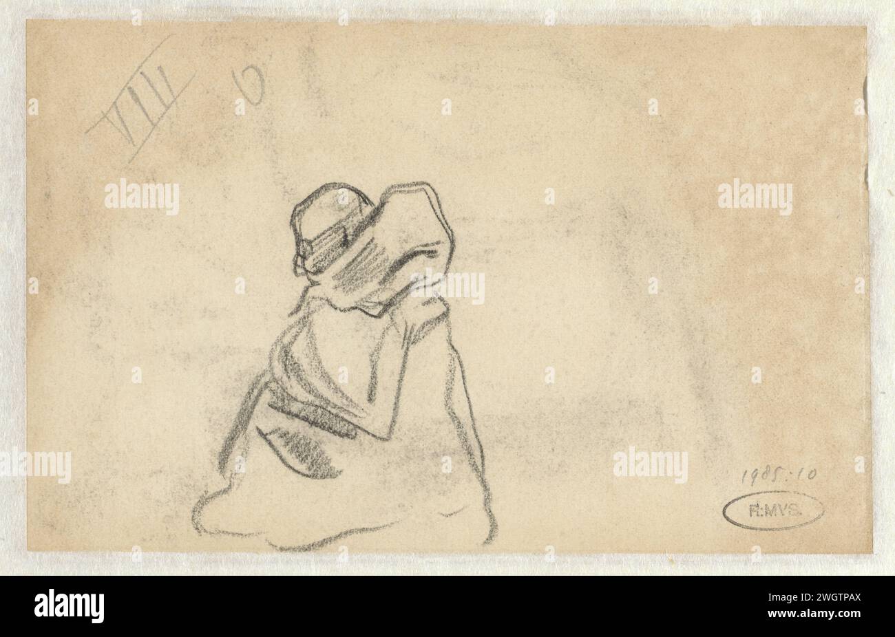 Sketch of a sitting man, Hendrik Johannes Haverman, 1867 - 1928 drawing ...