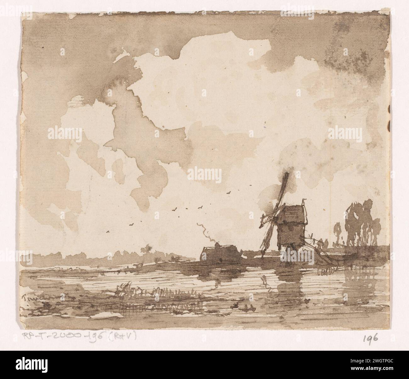 River landscape, Johannes Tavenraat, 1840 - 1880 drawing River ...