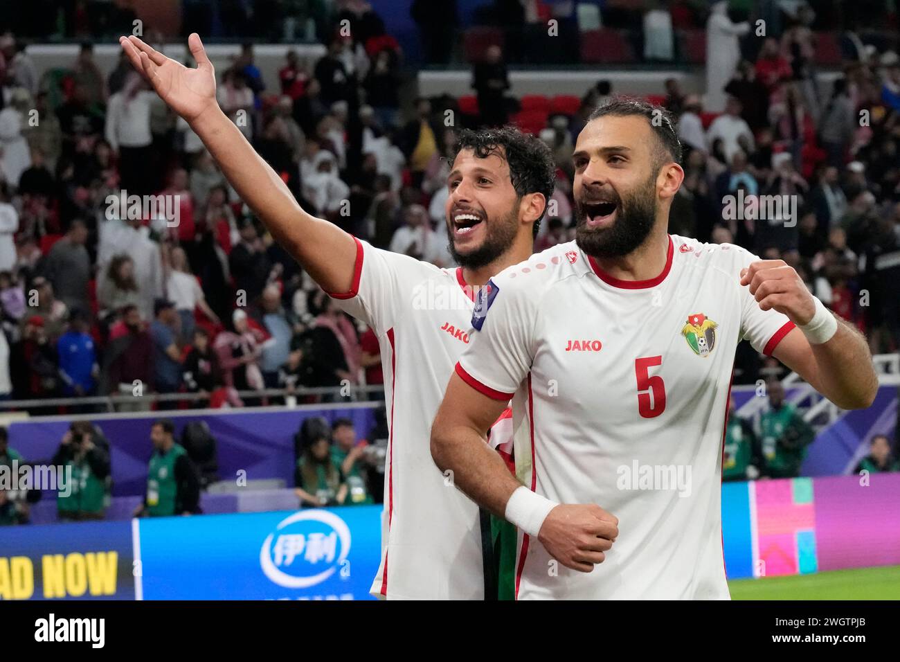 Jordan's Bara Marie, left, and Jordan's Yazan Alarab celebrate after ...