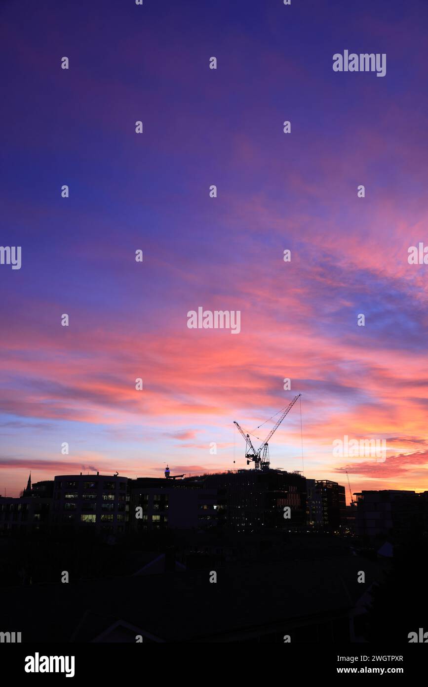 Stunning winter sunset over Kings Cross, north London, UK Stock Photo ...