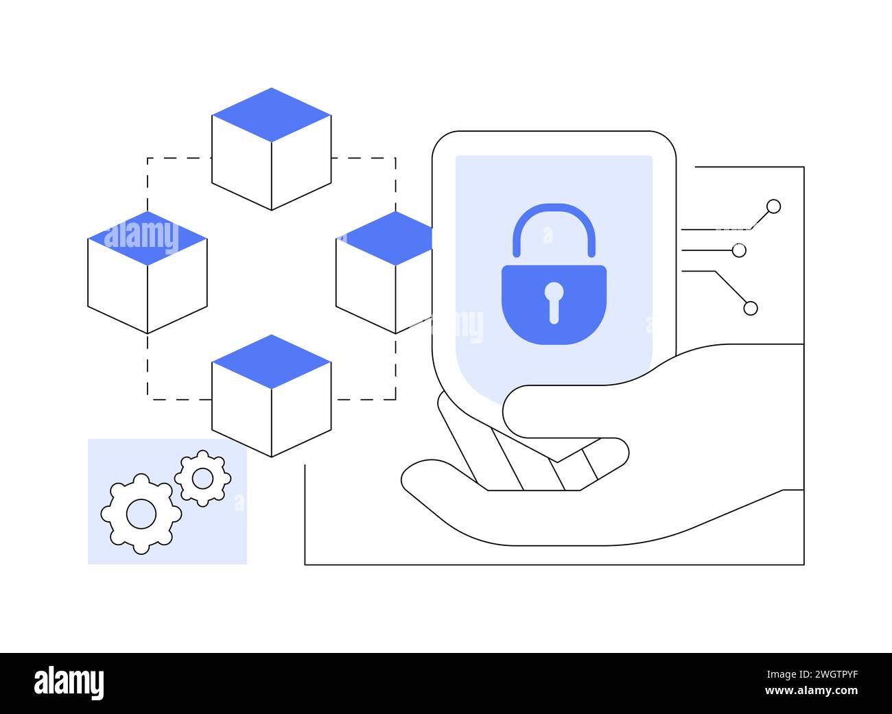 Blockchain cybersecurity isolated cartoon vector illustrations Stock ...