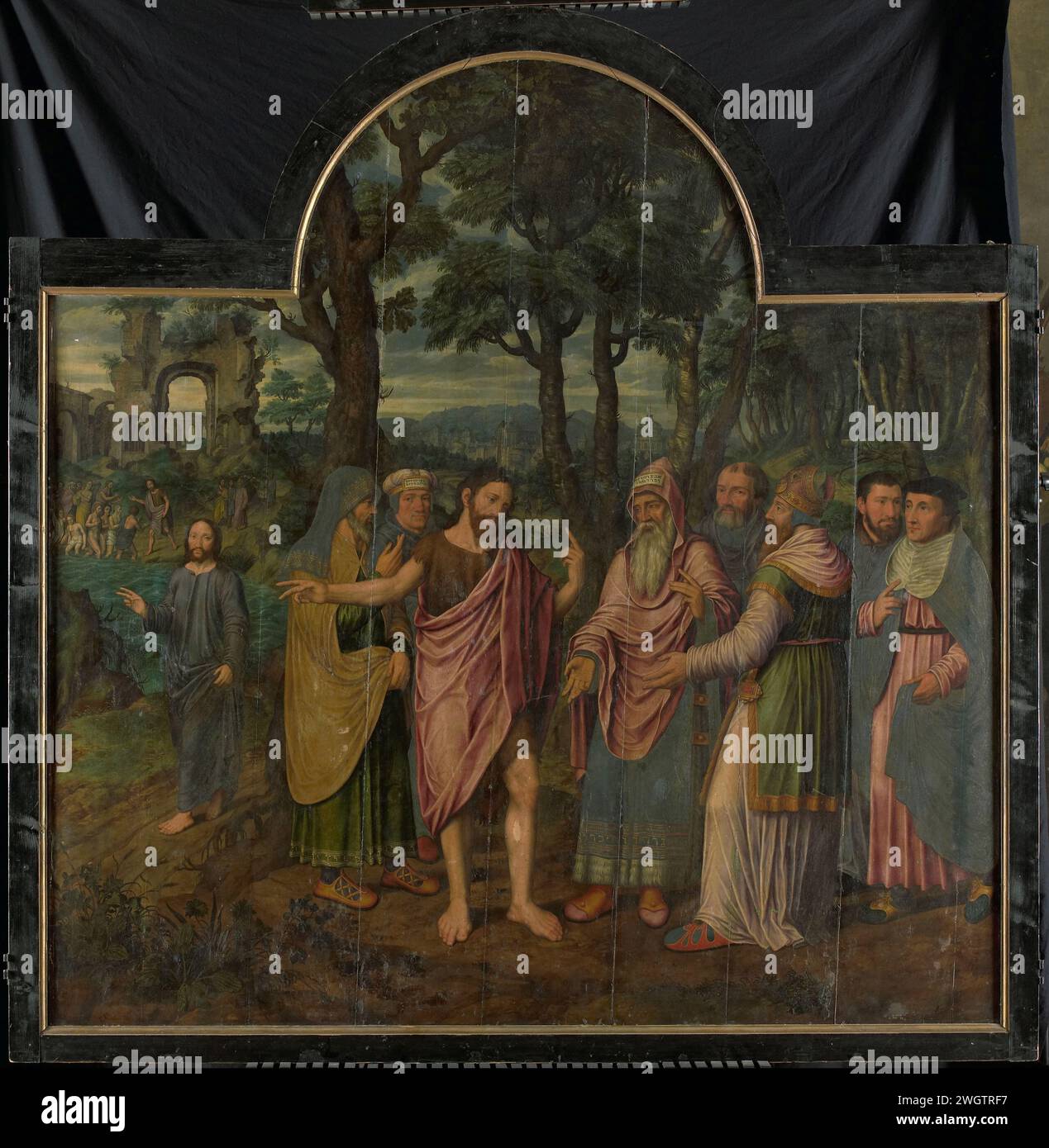 John the Baptist admonishes the Pharisees, Central panel of a triptych, Jan van Coninxloo (II ...
