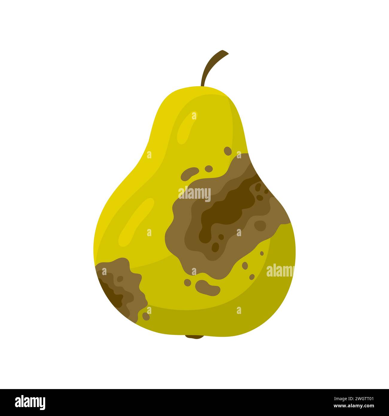 Damaged rotten peer fruit. Bad unhealthy food from kitchen, moldy ...