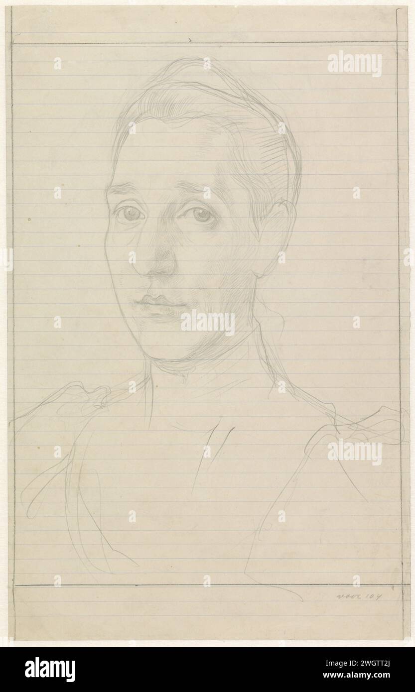 Portrait of Anna Dorothea Veth -Dirks, Jan Veth, 1874 - 1925 drawing ...