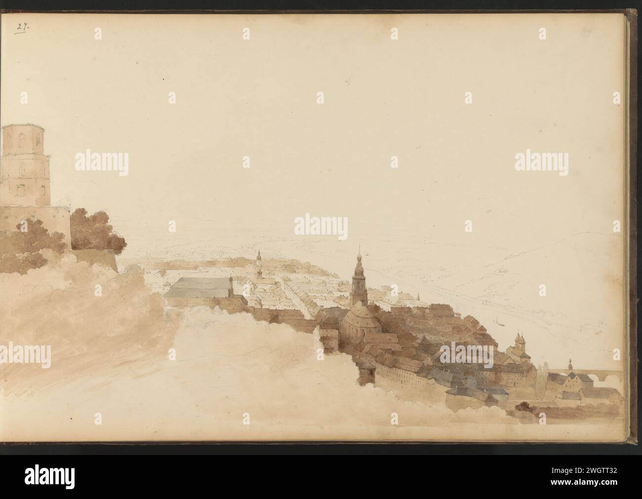 View of Heidelberg from Schloss Heidelberg, 1820 - 1896 View of the old ...